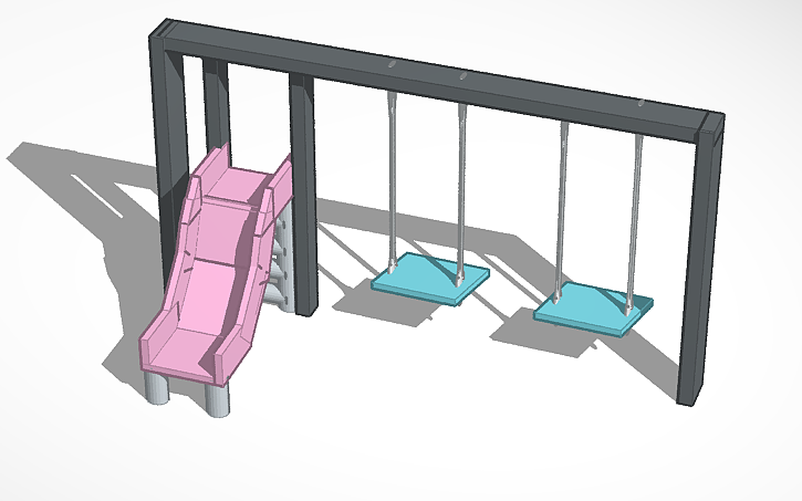 3D design playground slide swing set - Tinkercad