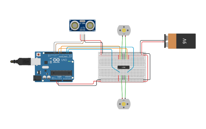 Circuit design sensores de proximidad daniel andrade | Tinkercad
