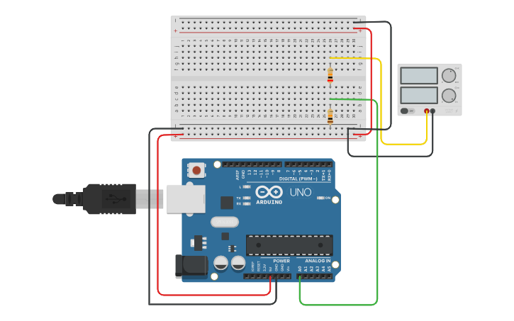 Circuit design Ex7.2 Measuring voltage - Tinkercad