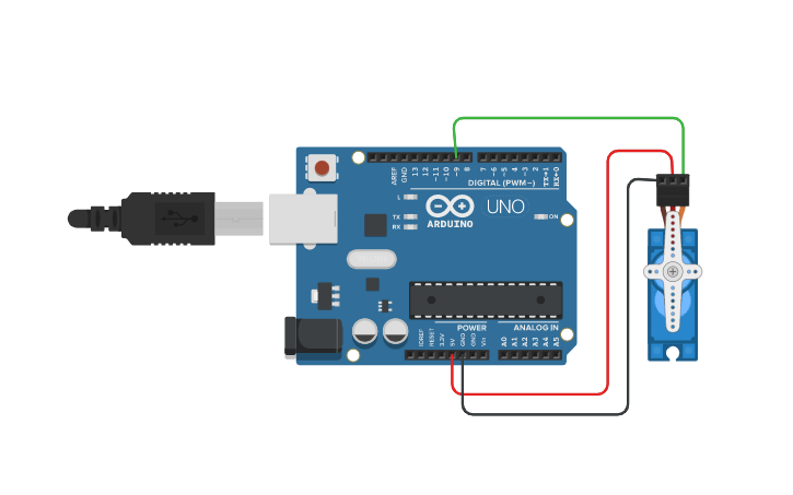 Circuit design controlando um servo monitor usando arduino - Tinkercad