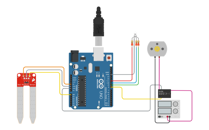 Circuit design Automatic Water System - Tinkercad