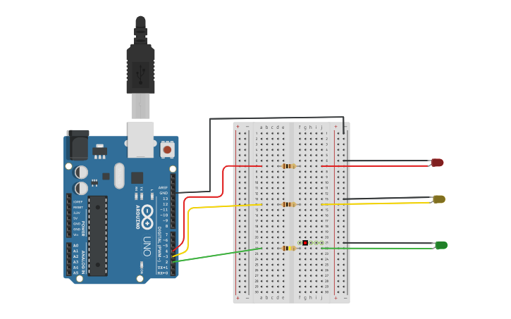 Circuit design Traffic Light | Tinkercad