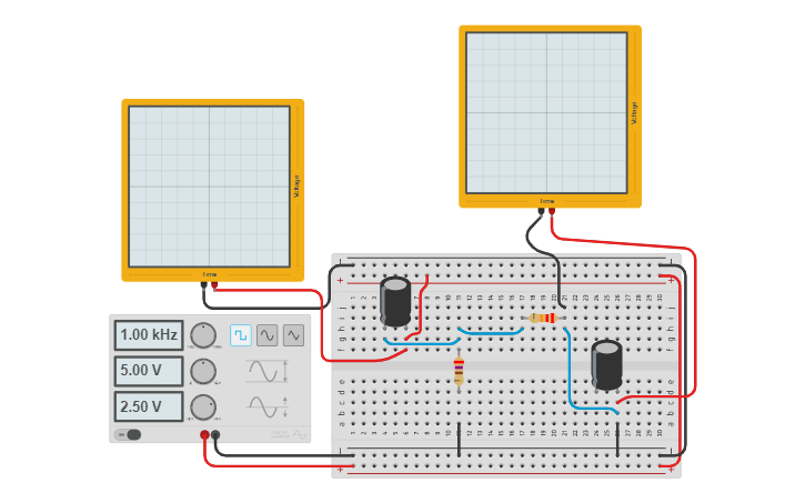 Circuit design passa banda | Tinkercad