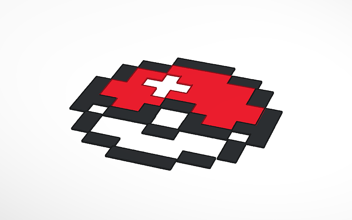 3D design 8-Bit Pokeball - Tinkercad
