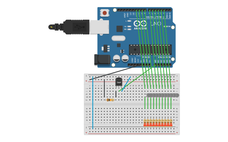 Circuit Design Пр 15 Комнатный термометр Tinkercad