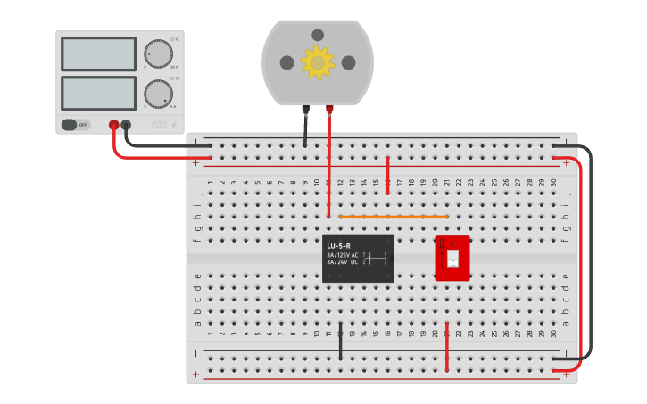 Circuit design Comando di un motore CC con relè SPDT - Tinkercad