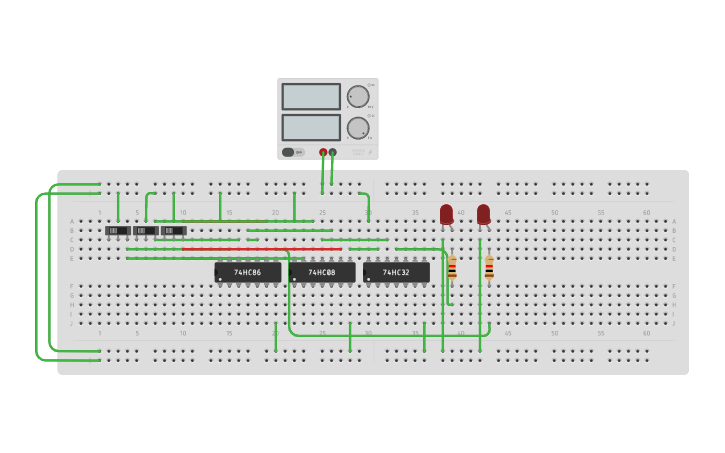 Circuit design FULL ADDER USING BASIC GATES - Tinkercad