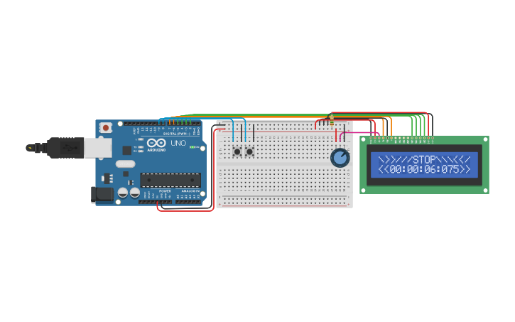Circuit design STOPWATCH - Tinkercad
