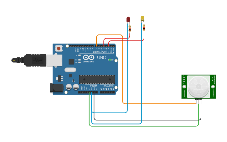 Circuit design SENSOR DE MOVIMIENTOS - Tinkercad