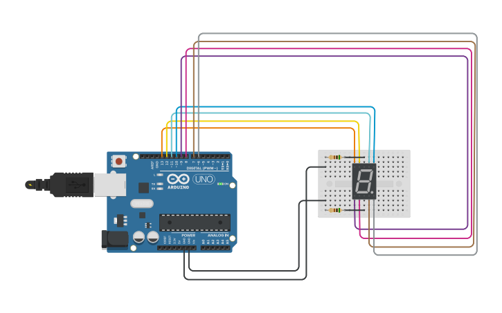 Circuit design 7 Segment Display | Tinkercad