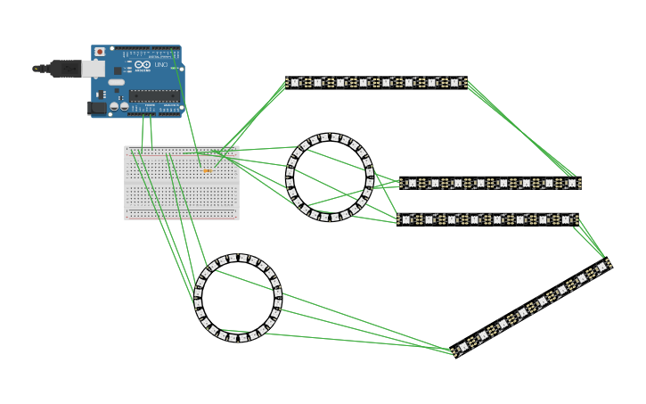 Circuit design Neopixel inteligente | Tinkercad
