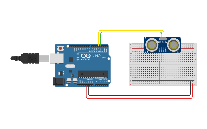 Circuit design Ultrasonic Sensor HC-SR04 Demonstration | Tinkercad