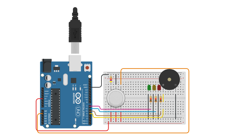 Circuit Design Gas Detection Tinkercad