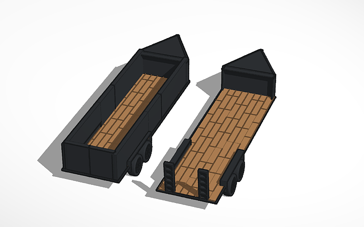3D design Dump and normal Gooseneck Trailers - Tinkercad