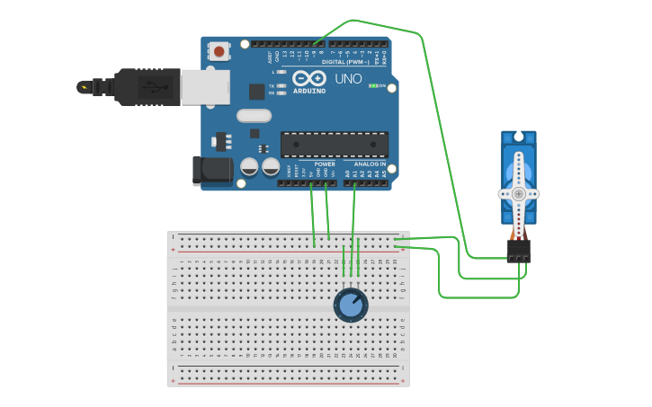 Circuit Design Lab 12 3 Control Servo With Potentiometer Tinkercad