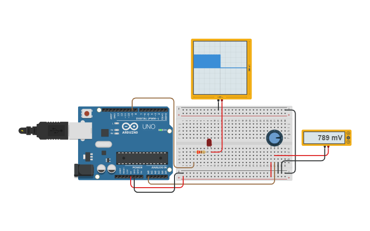 Circuit design Esercizio sulla tecnica PWM - Tinkercad