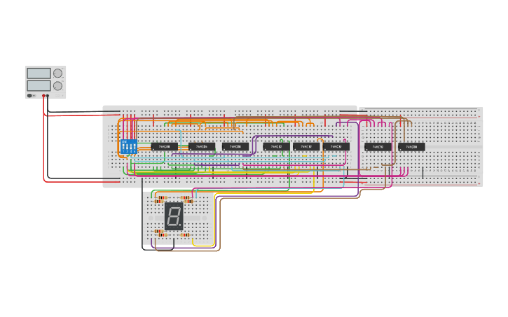 Circuit design Display de 7 segmentos - Tinkercad