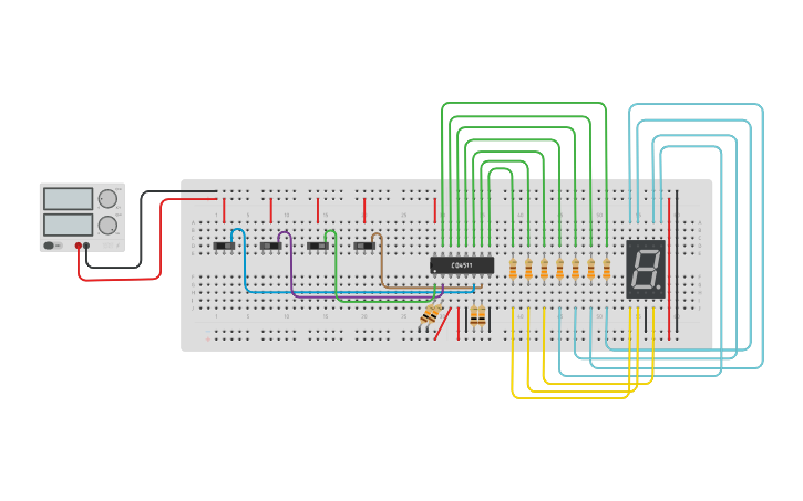 Circuit design 7 Segment display - Tinkercad