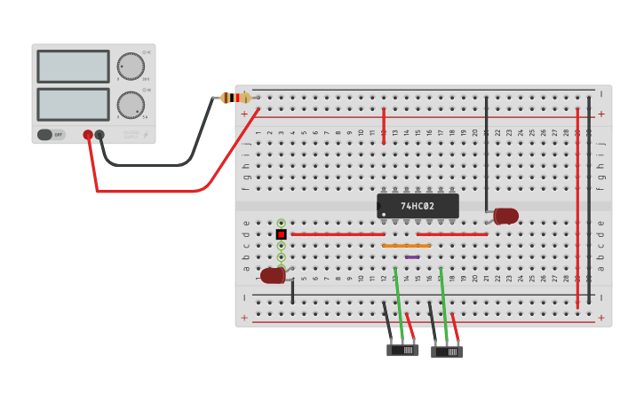 Circuit design SR Latch using NOR Gate - Tinkercad