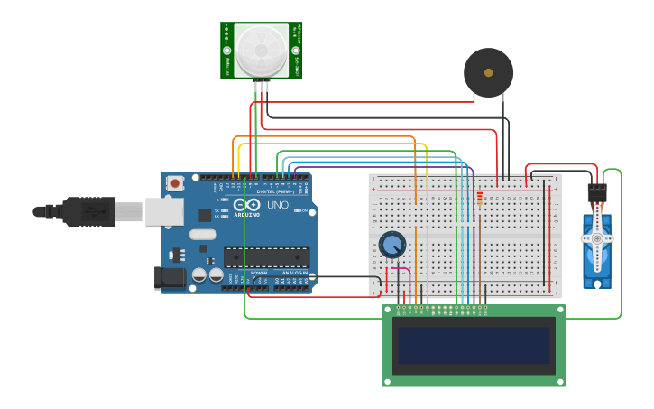 Circuit design Automatic Door Control System 1 - Tinkercad