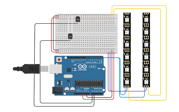 Circuit design neopixel ile sıcaklık - Tinkercad