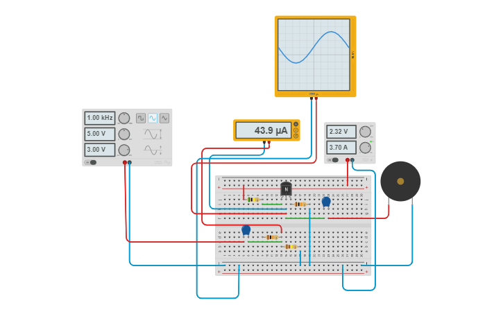 Circuit design common base - Tinkercad