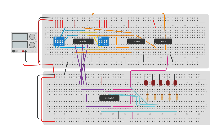 Circuit design BCD ADDER - Tinkercad