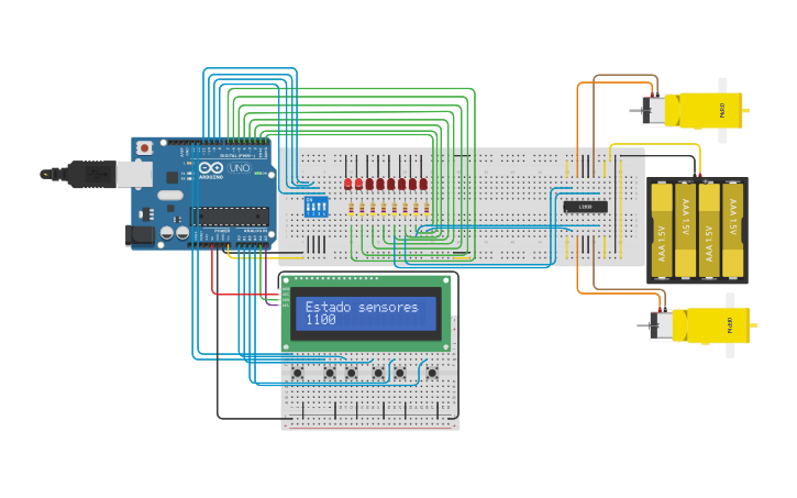 Circuit design Robot Seguidor de Linea V02 - Tinkercad
