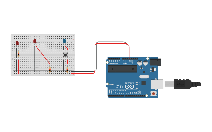 Circuit design Encendiendo 3 LEDs con placa Arduino y Protoboard ...