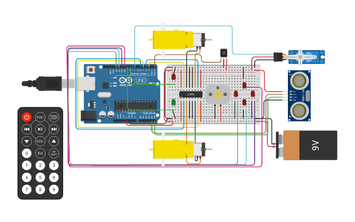 Circuit design Proyecto Carro Limpiador | Tinkercad