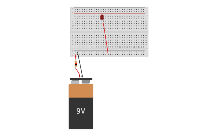 Circuit design Breadboard Exercise 1 - Tinkercad