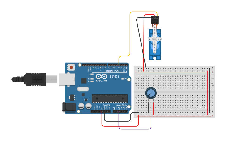 Circuit Design Servo Control Using Joystick Tinkercad