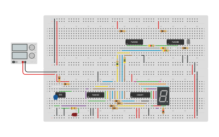 Circuit design Contador con led - Tinkercad