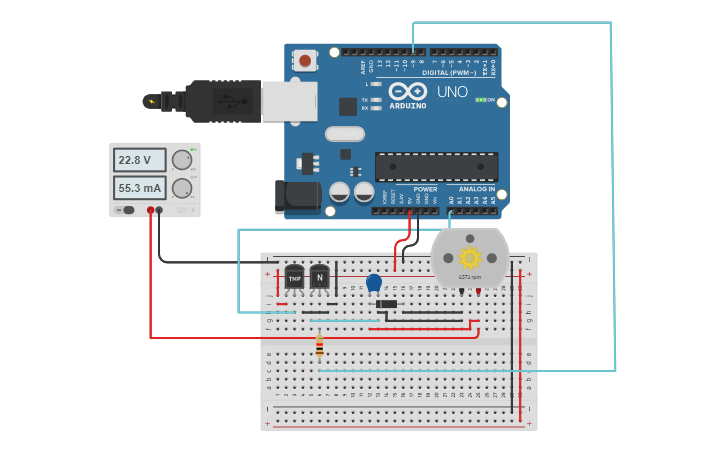 Circuit Design Temperature Controlled Fan Tinkercad
