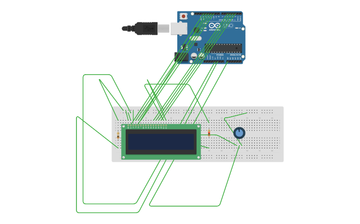 Circuit Design Arduino Potentiometer And Lcd 16x2 Display Tinkercad