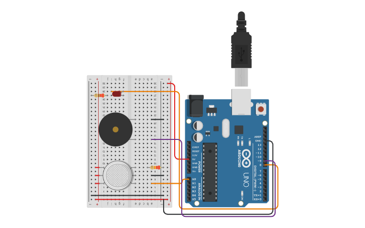 Circuit design Act 7 - Smoke-Detection - Tinkercad