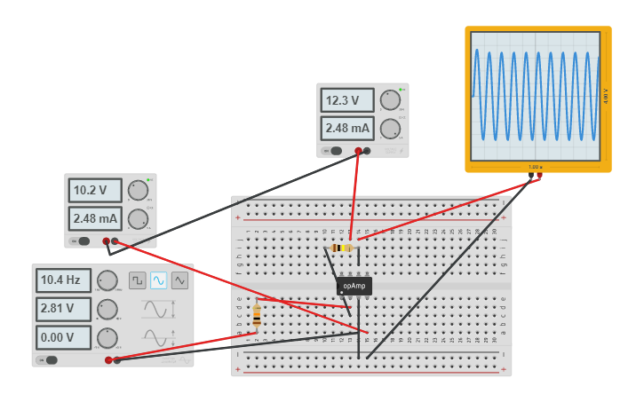 Circuit design inverting opamp | Tinkercad