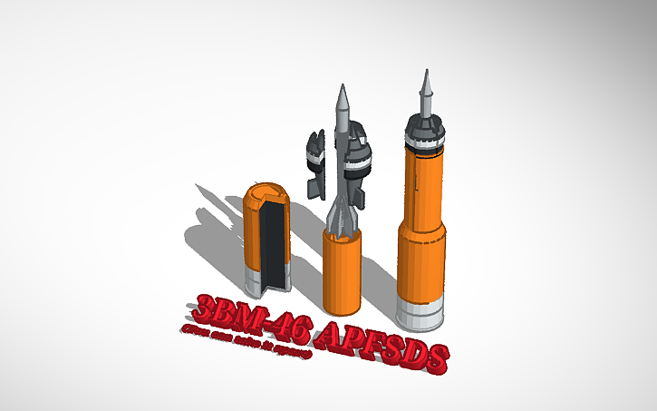 3D design 3BM-46 APFSDS 1/5 scale - Tinkercad