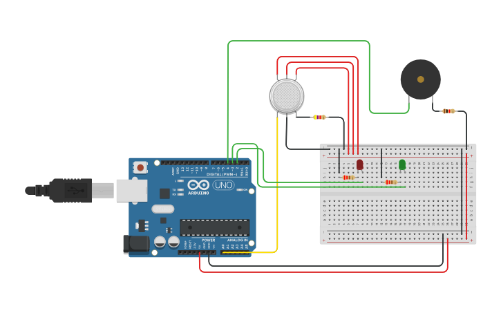 Circuit design Simple Gas Detector - Tinkercad