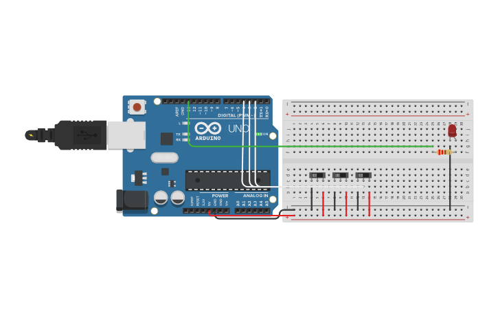 Circuit design Circuito Lógico Com Arduino - Tinkercad