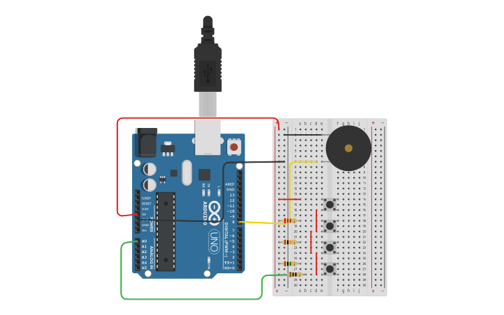 Circuit design Buzzer con Arduino | Tinkercad