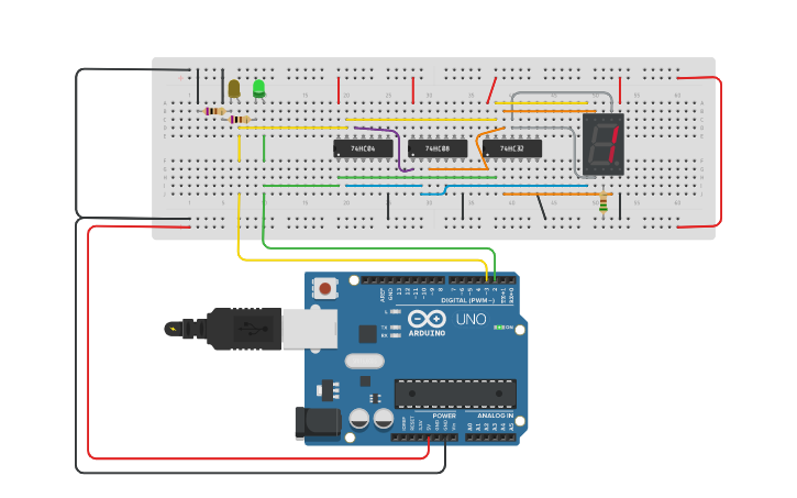 Circuit design Two-Bit Counter - Tinkercad