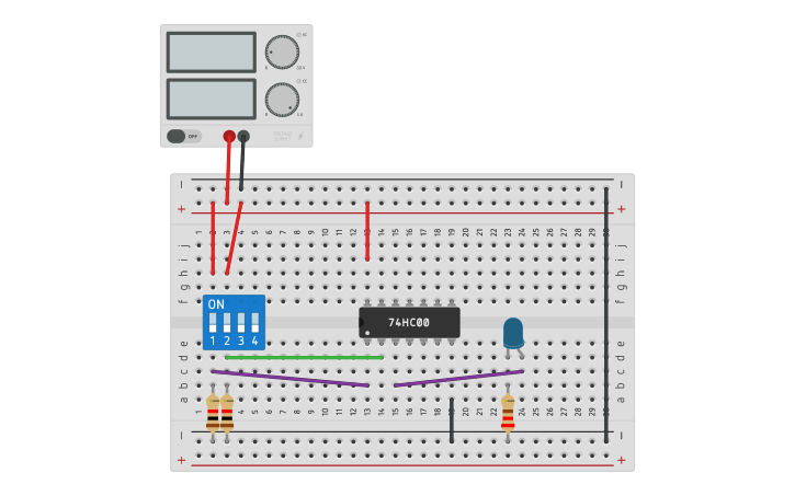 Circuit design Compuerta NAND | Tinkercad