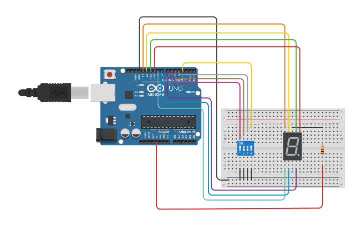 Circuit Design Interfacing Seven Segment Display Using Arduino Tinkercad Bilarasa