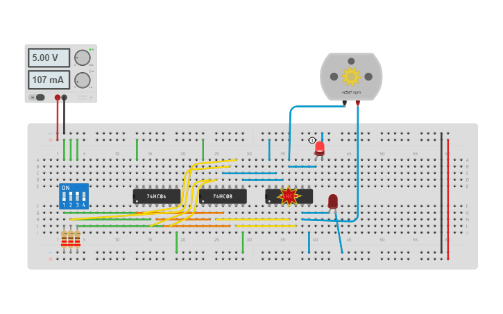 Circuit design circuito lógico motor | Tinkercad