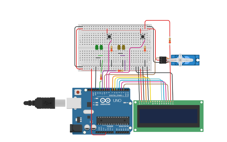 Circuit design Circuito de entrada y salida para área limitada | Tinkercad