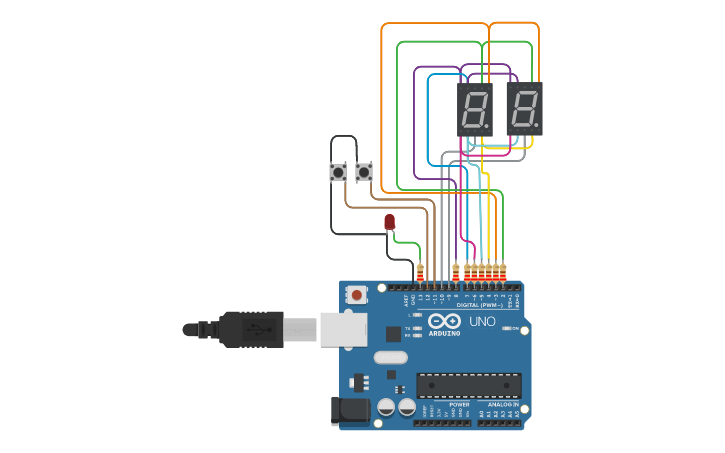 Circuit design 2 seven Segment - Tinkercad