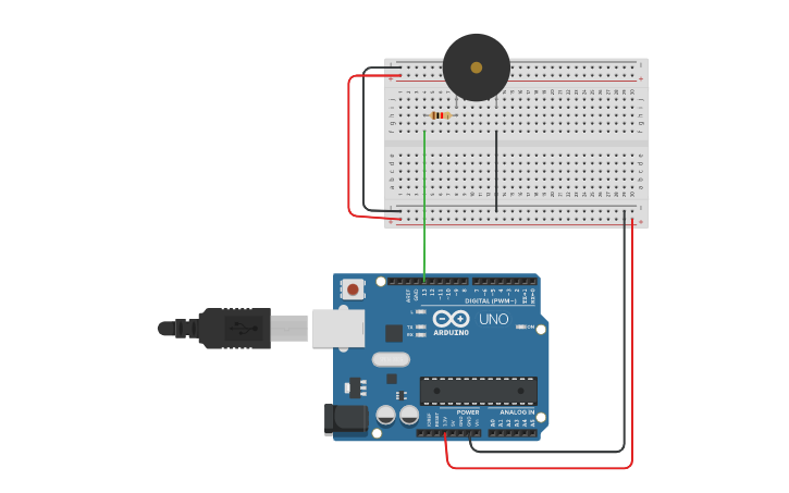 Circuit design Piezo Buzzer - Tinkercad