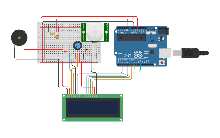 Circuit design Anti thief sensor - Tinkercad