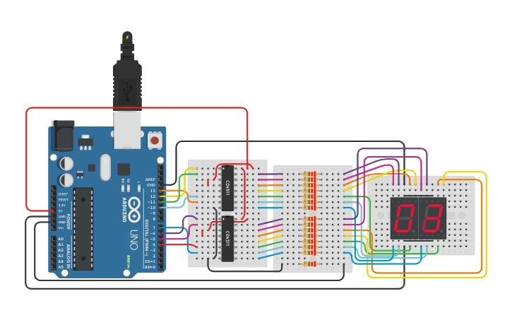 Circuit design 7 segment practice | Tinkercad